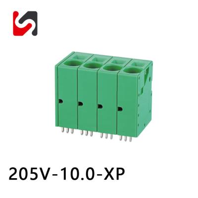 China SHANYE 205V-10.0 10.0mm Pitch Spring Type PCB Terminal Block 300V 10A 2-24 Pole Connector for sale