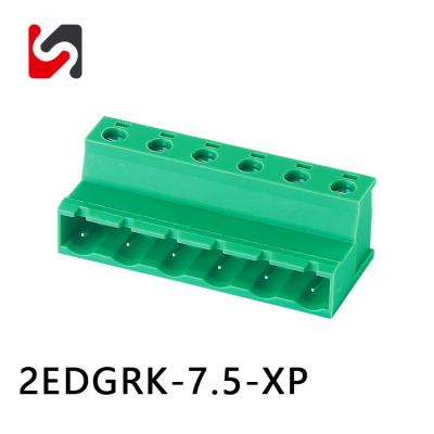 China SHANYE 7.5mm Pitch Pluggable PCB Connector 2P-24P Male Female 300V 10A Wire to Wire for sale