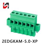 China 2EDGKAM-5.0 300V 5.0mm Pitch Pluggable Terminal Block 2-24P Male Female Green for sale