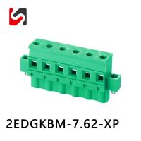 China 2EDGKBM-7.62 300V 10A 7.62mm Pitch Plug-in Terminal Block with Flange 2-24 Poles for sale