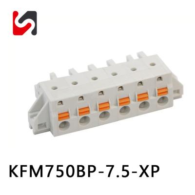 China SHANYE KFM750BP-7.5 Pluggable Terminal Block 300V 10A 7.5mm Pitch 2-24 Poles Male Female for sale