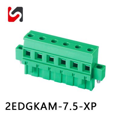 China Pluggable Terminal Block 7.5mm 300V 10A 2-24P PCB Screw Connector for sale