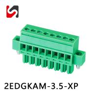 China 2EDGKAM-3.5 300V 8A Pluggable Terminal Block with Flange Green 2-24 Poles for sale
