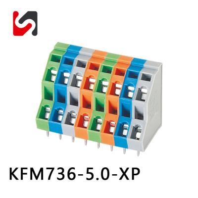 China KFM736-5.0 Pitch Phoenix PCB Spring Lever Connector 300V 10A 2-24P for sale