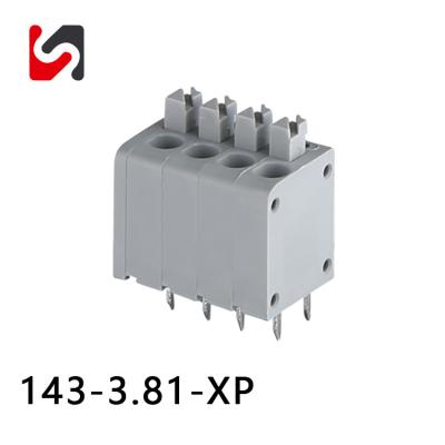 China SHANYE 143-3.81 3.81mm Spring Loaded Terminal Block 300V 10A 2-24P PCB Mount for sale