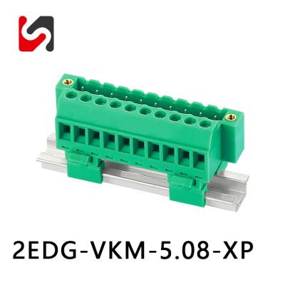 China 2EDG-VKM-5.08 300V 10A Pluggable Din Rail Terminal Block 2-24 Poles for sale