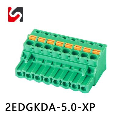 China SHANYE 2EDGKDA-5.0 300V 8A 5.0mm PCB Pluggable Terminal Block Connector 2-24 Poles for sale