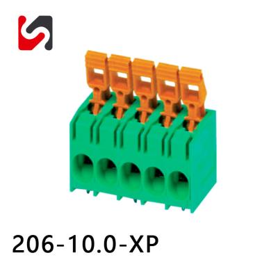 China 10.0mm Pitch Phoenix Spring Type Terminal Strip PCB Connector Block 2-24 Poles 300V 10A for sale