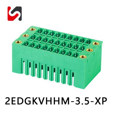 China KF2EDGKVHHM-3.5 300V Double Row PCB Screw Terminal Block Male Female Flanged 2-24 Pole for sale