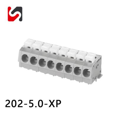 China 300V 10A 5.0mm Pitch Phoenix Spring Clamp Terminal Block 2-24 Poles for sale