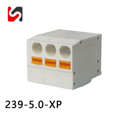 China 5.0mm Pitch Phoenix Terminal Strip Connector Spring Loaded 300V 10A 2-24 Poles for sale