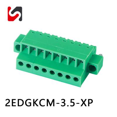 China 2EDGKCM-3.5 300V 8A 45 Degree Wire Connect Phoenix Terminal Block 2-24 Poles for sale
