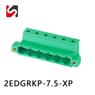 China SHANYE 2EDGRKP-7.5/7.62 Pluggable Terminal Block 300V 30A 2-24P Male Female Wire to Wire for sale