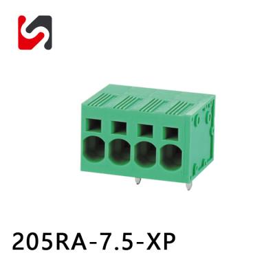 China Spring Type 7.5mm Pitch 10A 300V Terminal Block Wire Connector 2-24 Poles for sale