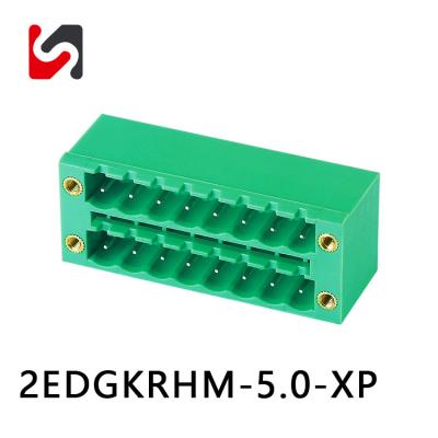 China 2EDGKRHM-5.0 300V 8A PCB Mount Screw Power Terminal Block with Flange 5.0mm Pitch for sale
