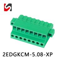 China SHANYE 2EDGKCM-5.08 300V 8A PCB Terminal Block 45 Degree Wire Connect with Flange for sale
