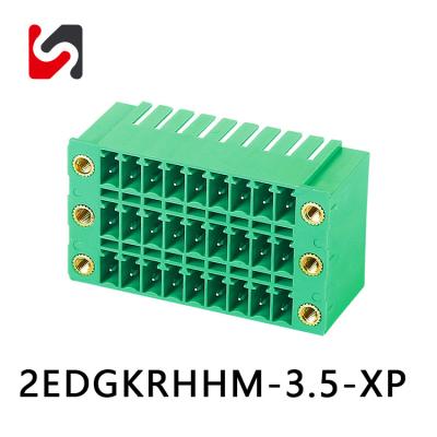 China SHANYE 2EDGKRHHM-3.5 300V 8A Pluggable Terminal Block 2-24P Flanged Connector for sale