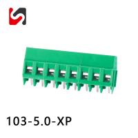 China 5.0mm Pitch 300V 10A PCB Mount Screw Terminal Block Connector 45 Degree for sale