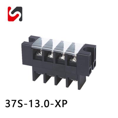 China 13.0mm Pitch 600V 50A Barrier Terminal Block Connector with Cover 2-24 Poles for sale