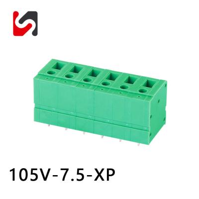 China Shanye 20A 300V 7.5mm Pitch Screw PCB Terminal Block High Current 2-24 Poles for sale