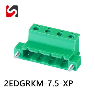 China SHANYE 2EDGRKM-7.5 7.5mm Pitch 90 Degree Pluggable Terminal Block Male 300V 30A UL for sale
