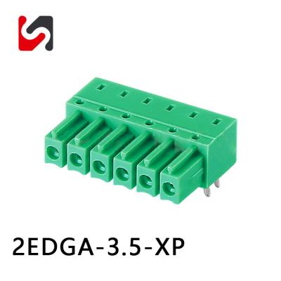 China UL94V-0 Copper Alloy Pluggable Screw Terminal 2EDGA-3.5 300V 8A 2-24P PA66 for sale
