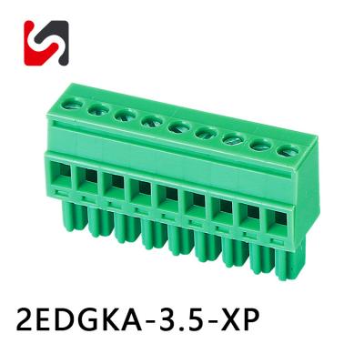 China 3.5mm Pitch 300V 8A Pluggable Terminal Blocks with Flang for Wire Connect 2P-24P for sale