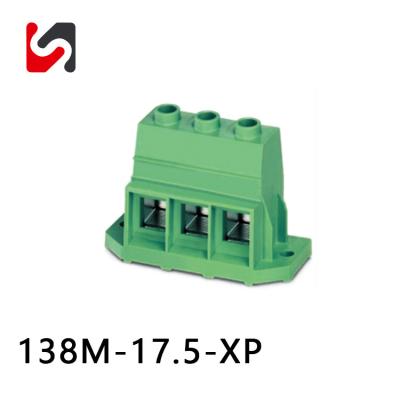 China 600V 160A High Current PCB Terminal Block 17.5mm Pitch 2-24 Poles with Flange for sale