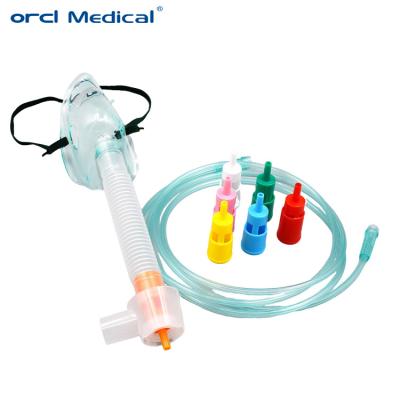 China Transparent / Green Non Rebreather Oxygen Mask Disposable Adjustable Venturi Mask 7 Diluters for sale
