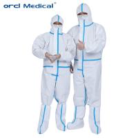 China Sterile Non Woven Chemical Medical Protective Coverall Suit With Shoe Cover for sale