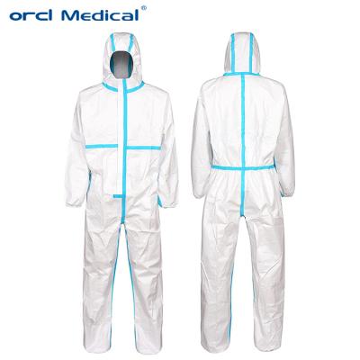 China PPE COVID-19 Anti Virus Protective Suit , White Disposable Medical Coveralls for sale