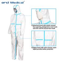 China PPE COVID-19 Anti Virus Protective Suit , White Disposable Medical Coveralls for sale