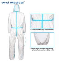 China PPE COVID-19 Anti Virus Protective Suit , White Disposable Medical Coveralls for sale