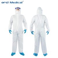 China PPE COVID-19 Anti Virus Protective Suit , White Disposable Medical Coveralls for sale