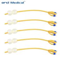 China 4 Way Latex Foley Catheter Silicone Coated Double Balloon Latex Urinary Catheters for sale