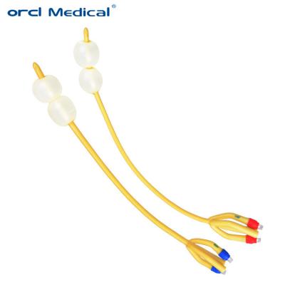 China 4 Way Double Balloon Foley Catheter Disposable Silicone Coated 40cm Length for sale