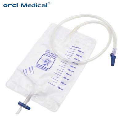 China Disposable Medical Surgical 2000ml Urine Drainage Bag With Push / Pull Valve for sale