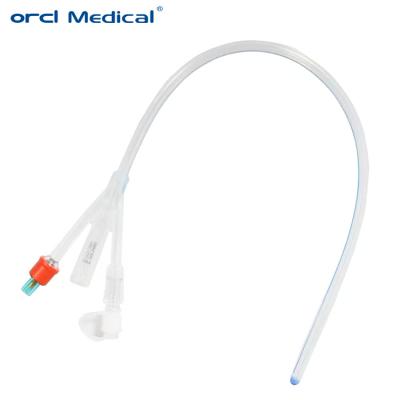 China Disposable Sterile 100% Silicone Coated Foley Catheter 3 Way Standard Type Foley Silicone Catheter for sale