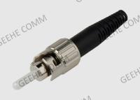 China 3.0mm Simplex ST Fiber Optic Connectors 126um With Black Boots for sale