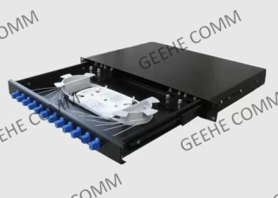 China FTTH 1U 19 Inch 24 Port Fiber Patch Panel with SC Adapters Single Mode for sale