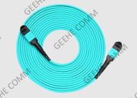 China Aqua 10Gbs Multi Mode 24 Fiber OM4 MPO Patch Cord for sale