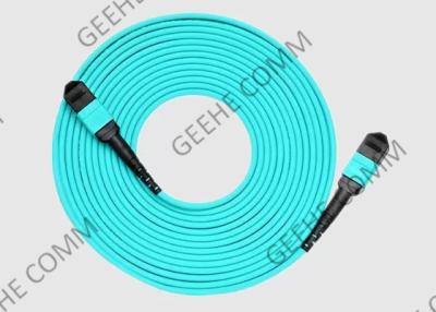 China Aqua 10Gbs Multi Mode 24 Fiber OM4 MPO Patch Cord for sale