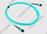 China Aqua 10Gbs Multi Mode 24 Fiber OM4 MPO Patch Cord for sale
