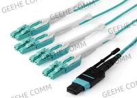 China 16F MPO to 4x4 LC Duplex Fiber Breakout Cable 100G 400G OM4 Multimode for sale