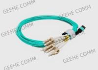 China 8 Fiber OM3 MPO Female to 4x LC Duplex Breakout Cable 50/125 10G LSZH for sale