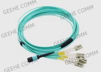 China 8 Fiber OM3 MPO Female to 4x LC Duplex Breakout Cable 50/125 10G LSZH for sale