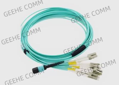 China 8 Fiber OM3 MPO Female to 4x LC Duplex Breakout Cable 50/125 10G LSZH for sale