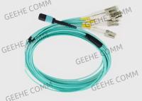 China 8 Fiber OM3 MPO Female to 4x LC Duplex Breakout Cable 50/125 10G LSZH for sale