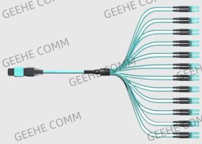 China 50/125 Multimode MPO To 12x LC Duplex OM4 Fiber Optic Cables for sale