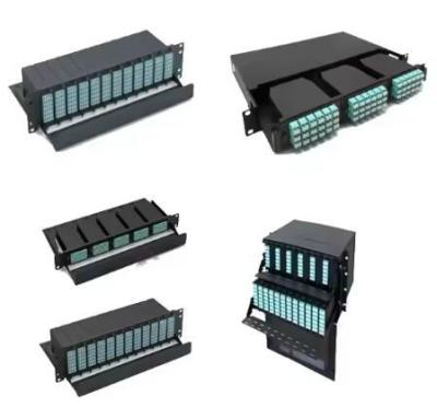 China RJ45 HD Patch Panel 483x375mm 4HU Black SPCC Steel 576 Cores for Data Center for sale